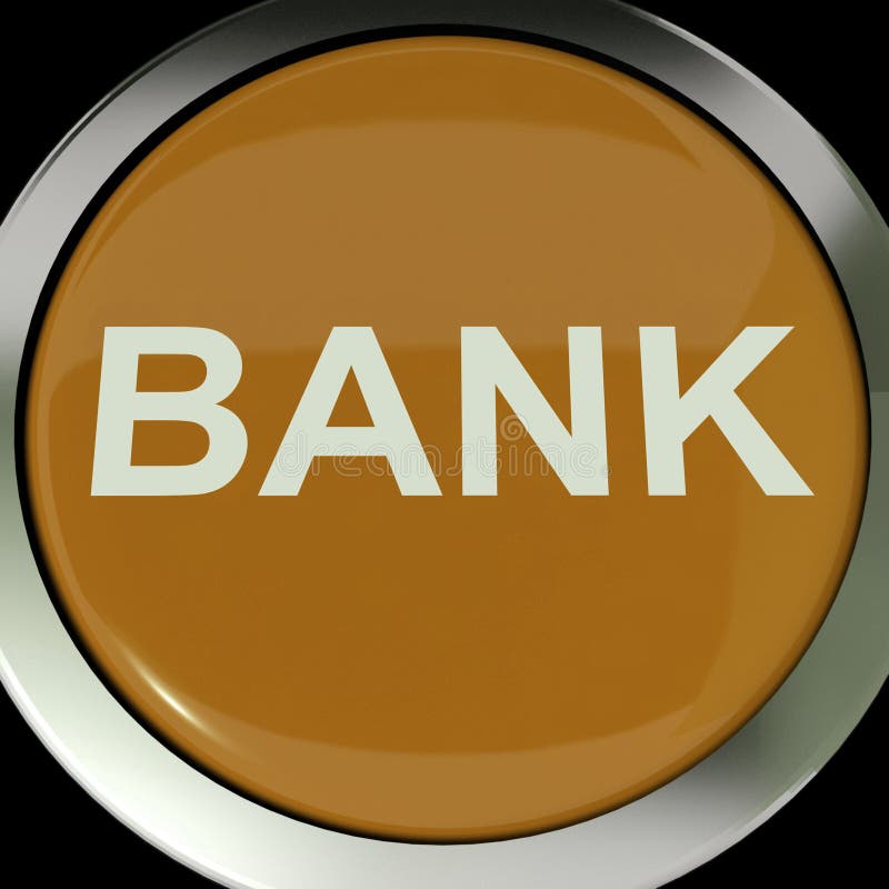Bank Button Shows Online or Internet Banking Stock Illustration ...