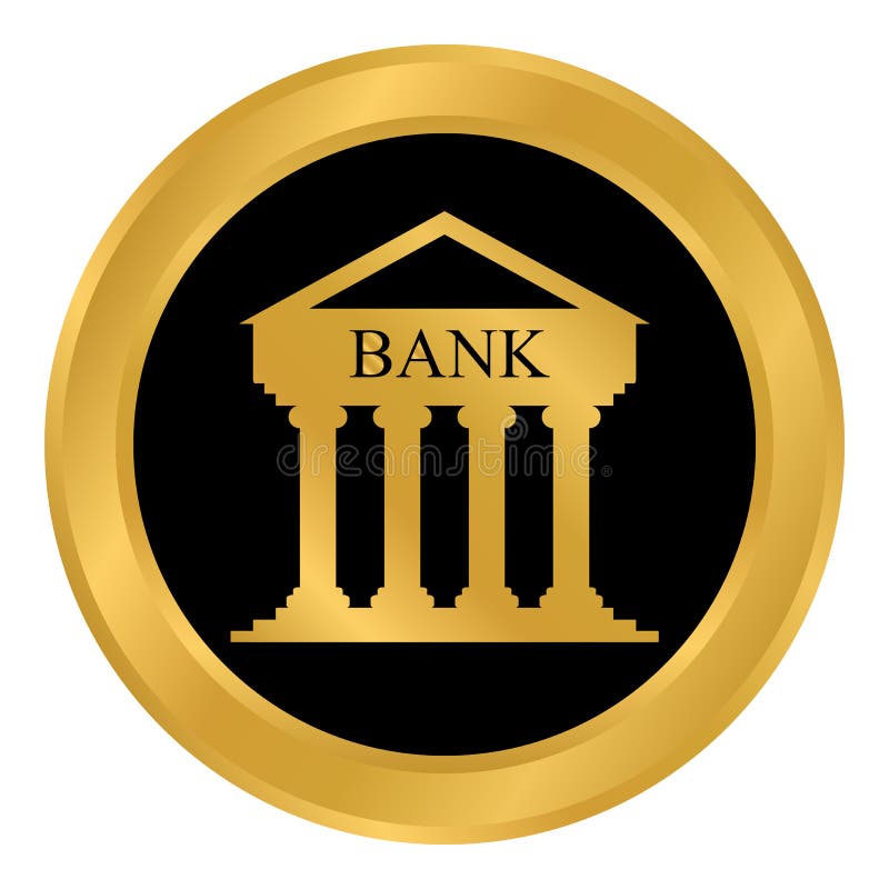 Bank button on white. stock illustration. Illustration of gold - 112972384
