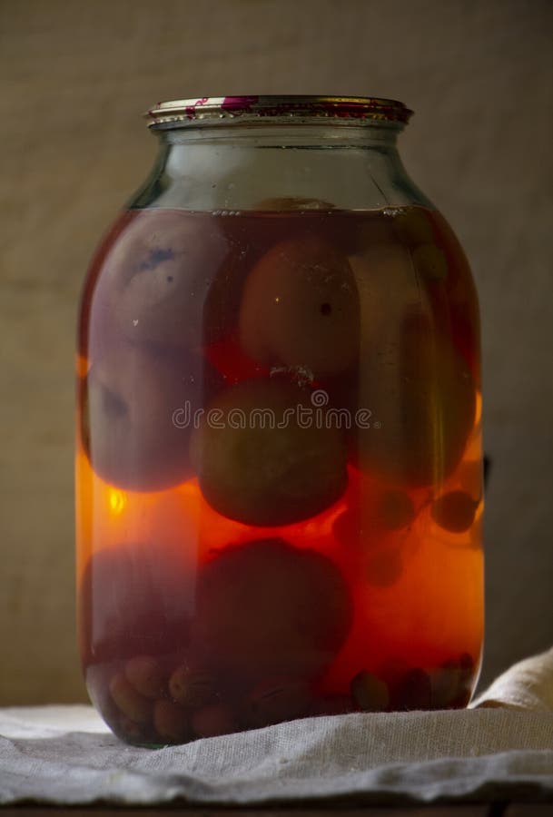Bank of Canned Fruit Compote on the Shelf Stock Photo - Image of glass ...