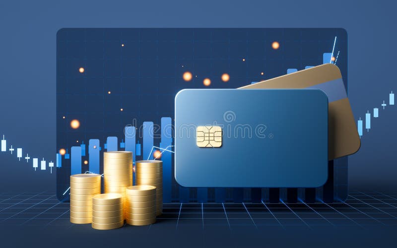 Bank Card with 3d Cartoon Style, 3d Rendering Stock Illustration ...