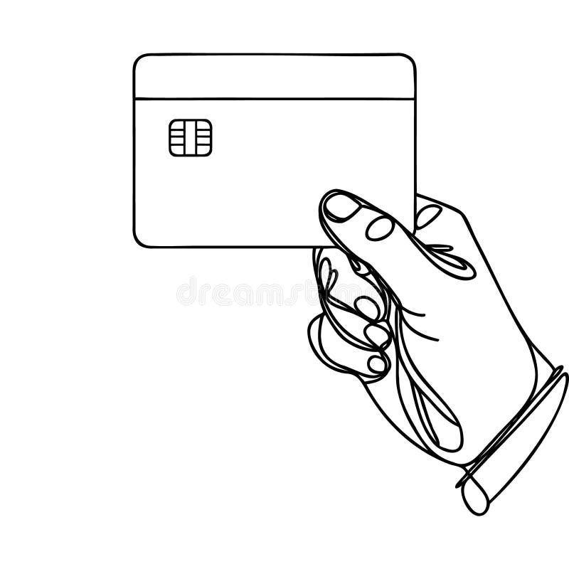 Bank Card in Hand Drawn One Line Continuous Drawing Stock Illustration ...