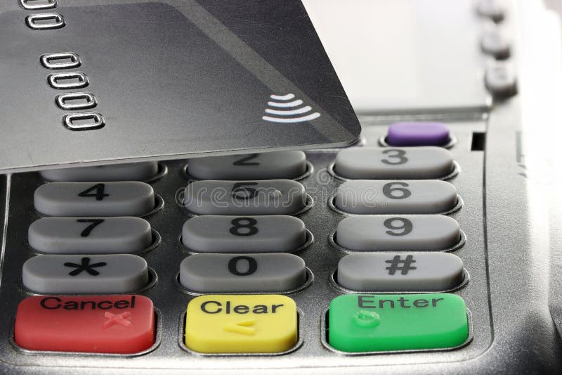 Bank Card Over Payment Terminal Editorial Stock Image - Image of ...