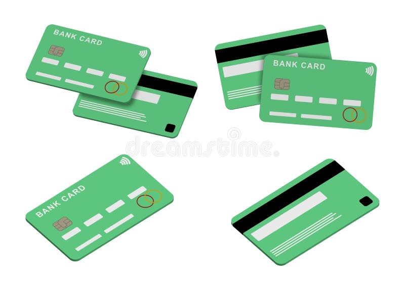 Green Bank Cards with Different Angles on Both Sides Stock Image ...