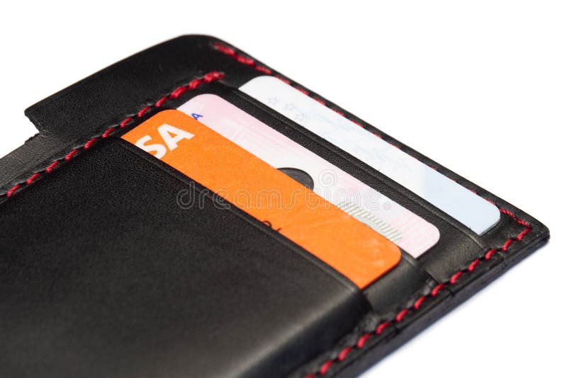 Leather Card Wallet. Bank Cards and Documents. Stock Image - Image of ...