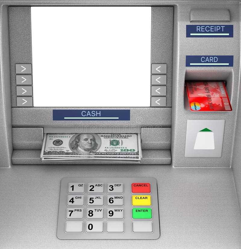 Bank Cash ATM Machine. 3d Rendering Stock Illustration - Illustration ...