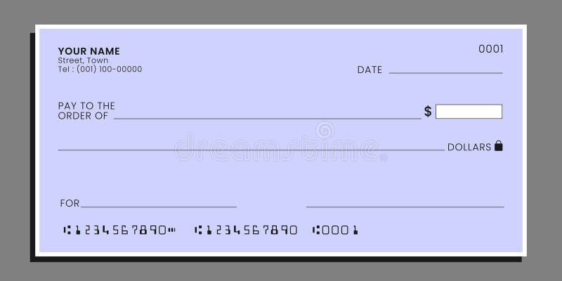 Bank Check, Blank Money Cheque, Checkbook Template. Currency Payment ...
