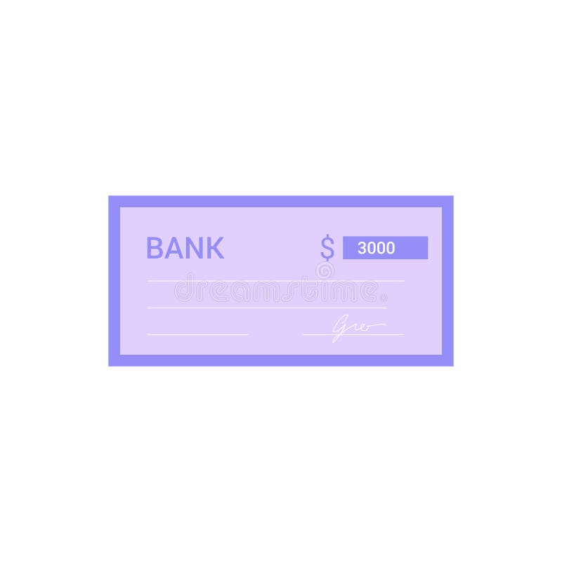 Bank Check Document in Flat Vector Illustration Symbolizing Financial ...