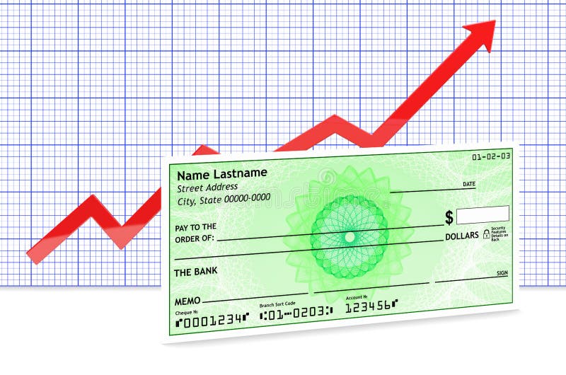 Bank Check with Growing Chart. 3D Rendering Stock Illustration ...