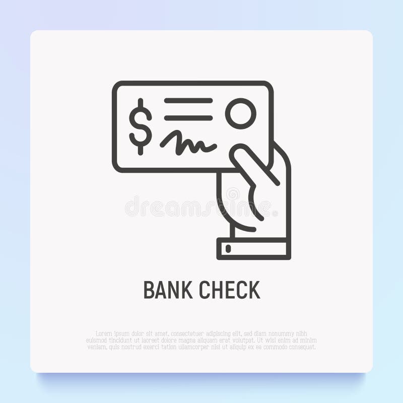 Bank Check in Hand Thin Line Icon. Modern Vector Illustration Stock ...
