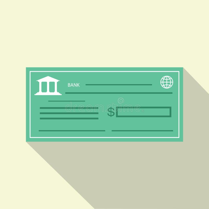 Bank Check icon flat style stock vector. Illustration of currency ...