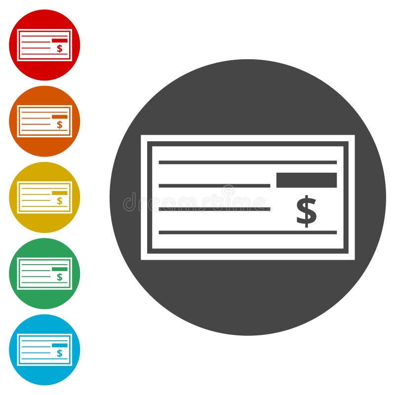 Bank Check Icons Set- Illustration Stock Vector - Illustration of ...