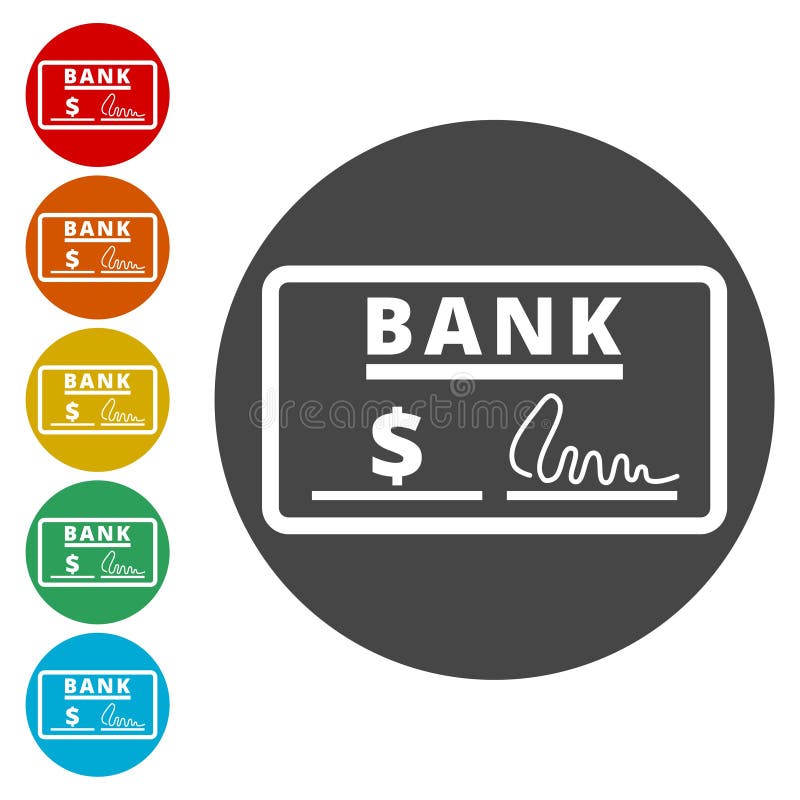 Bank Check Icons Set- Illustration Stock Vector - Illustration of ...