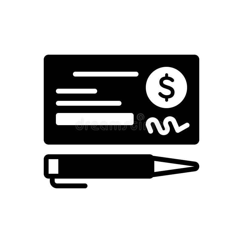 Black Solid Icon for Bank Check Payment, Cheque and Finance Stock ...