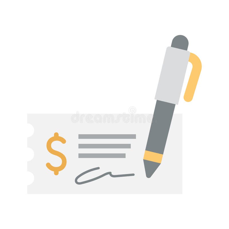 Bank Check with Signature and Pen. Vector, Illustration Stock Vector ...