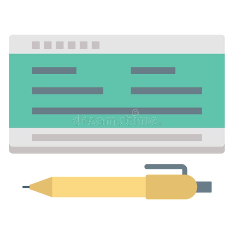 Bank Cheque Color Vector Icon Which Can Easily Modify or Edit Stock ...