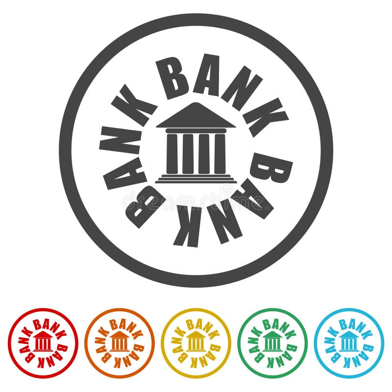 Bank Circle Icons in Color Circle Buttons Stock Vector - Illustration ...