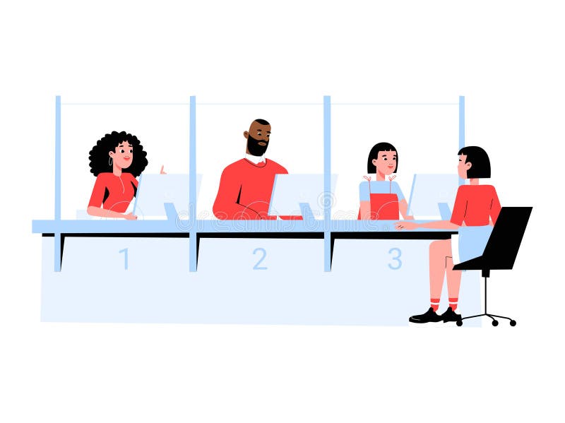 Bank Clients Receiving Financial Assistance in Flat Vector Illustration ...