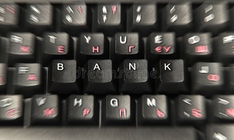 Bank on the Computer Keyboard Stock Photo - Image of laptop, macro ...