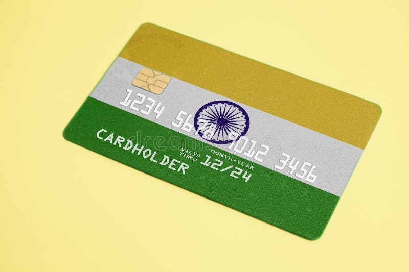 Bank Credit Card with India Flag Stock Image - Image of plastic ...