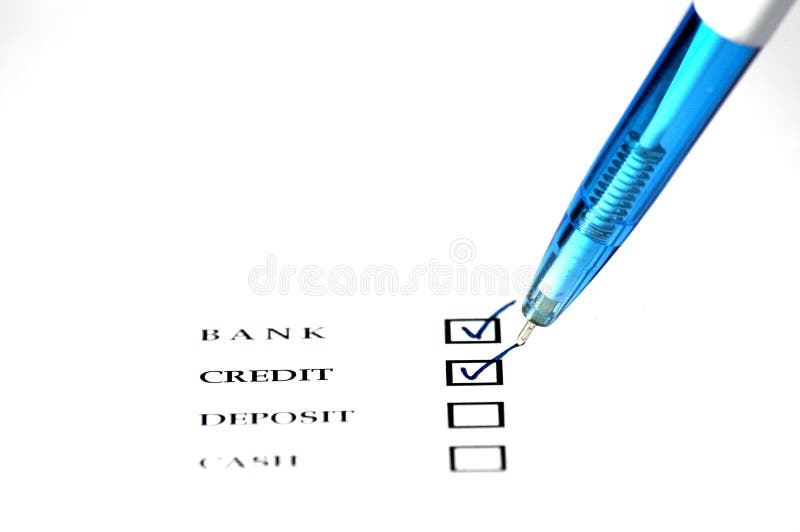 Bank and credit checkbox stock image. Image of spend, write - 2418597