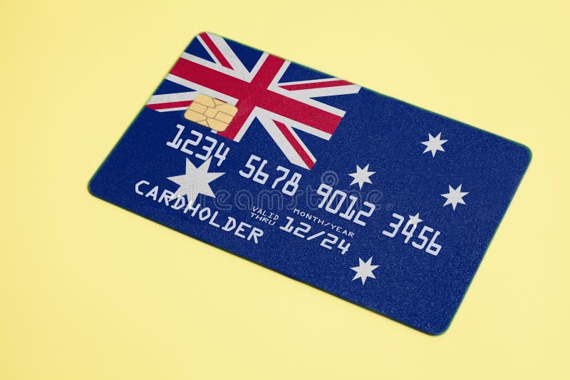 Bank Credit Plastic Card with Flag of Australia Stock Photo - Image of ...