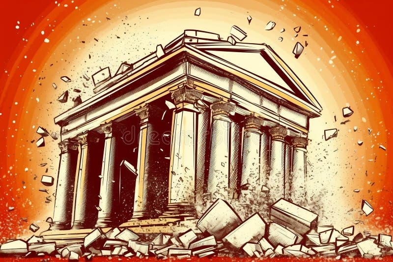 A Bank Crumbling and Collapsing Under Economic Pressure, Generative Ai ...