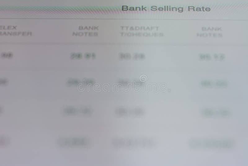 Bank Currency Exchange Rate Table on Computer Screen Stock Image ...