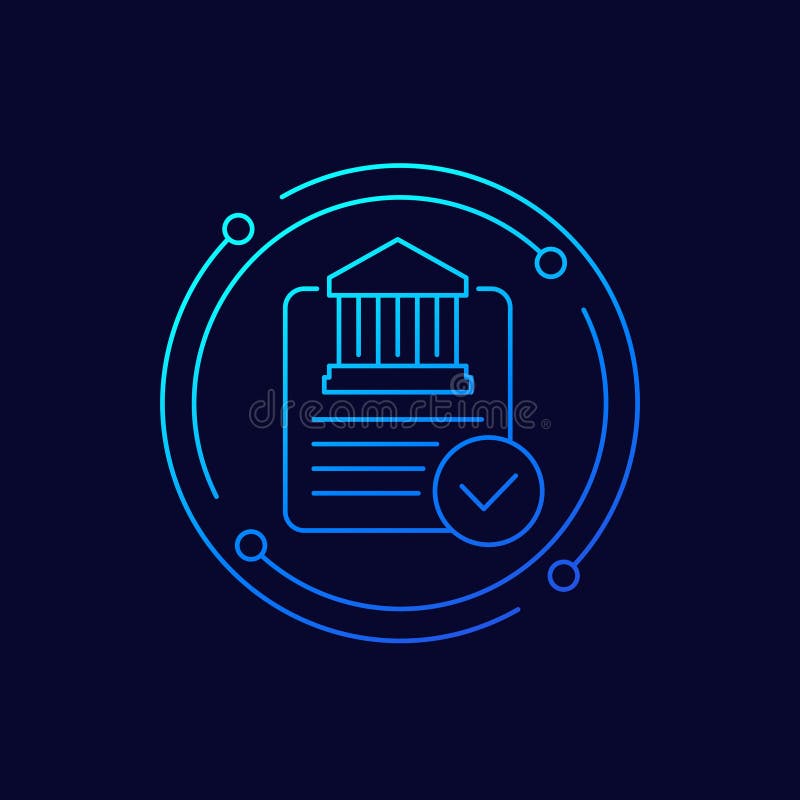 Bank Document Approved Icon, Linear Design Stock Vector - Illustration ...