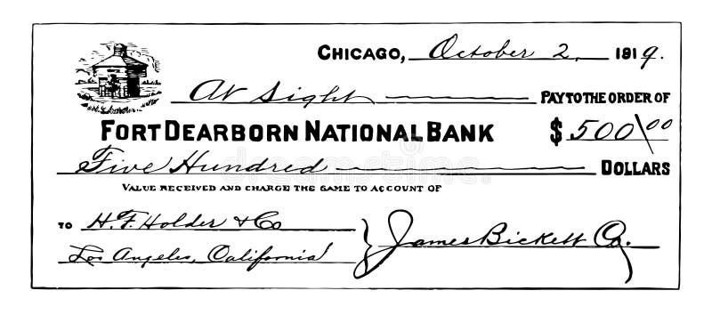 Bank Draft, Vintage Illustration Stock Vector - Illustration of drawing ...