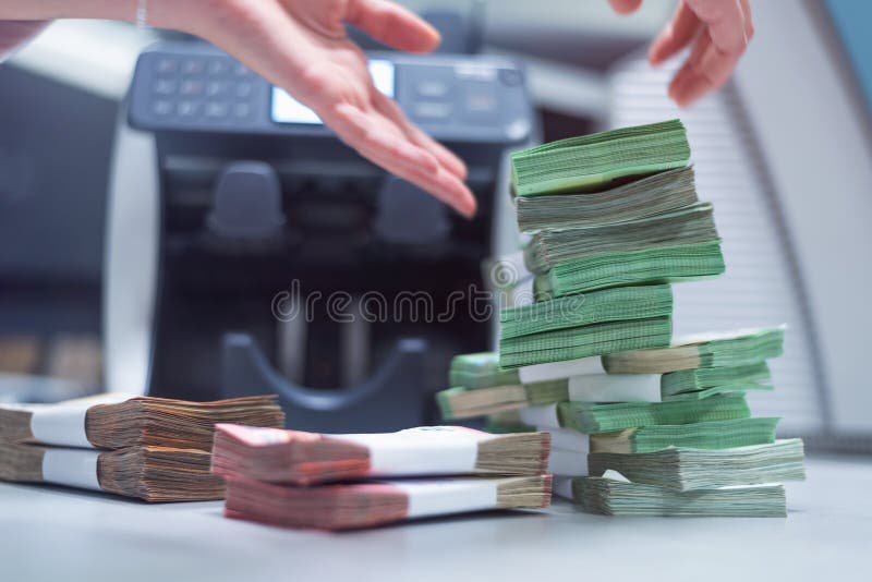 Bank Employees Sorting and Counting Money Inside Bank Vault Stock Photo ...