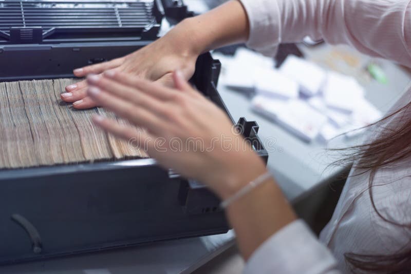 Bank Employees Sorting and Counting Money Inside Bank Vault Stock Photo ...