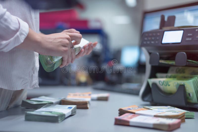 Bank Employees Sorting and Counting Money Inside Bank Vault Stock Image ...