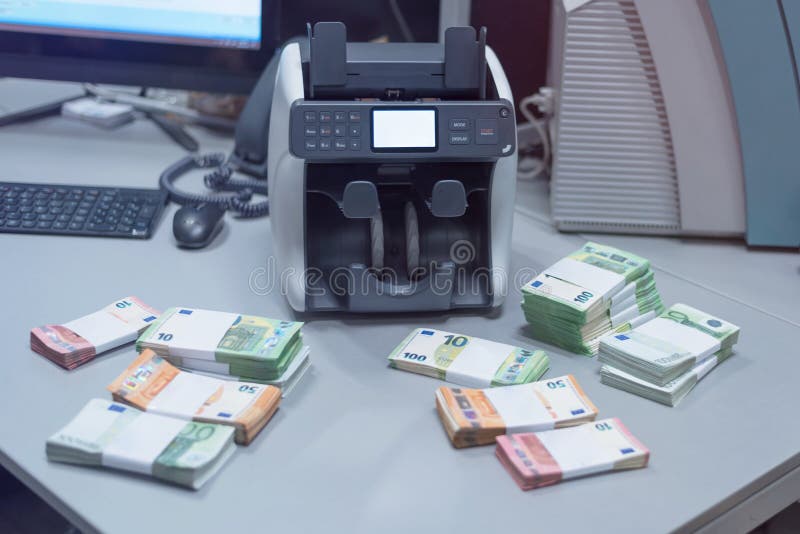 Bank Employees Sorting and Counting Money Inside Bank Vault. Large ...