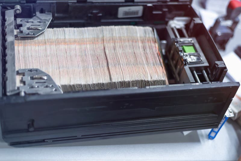 Bank Employees Sorting and Counting Money Inside Bank Vault. Large ...