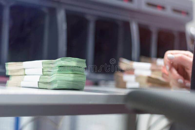 Bank Employees Sorting and Counting Money Inside Bank Vault. Large ...