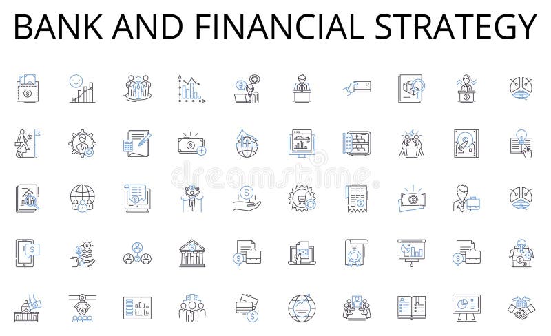 Bank and Financial Strategy Line Icons Collection. Materials, Design ...