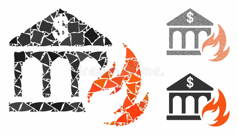 Bank Fire Disaster Mosaic Icon of Humpy Pieces Stock Vector ...