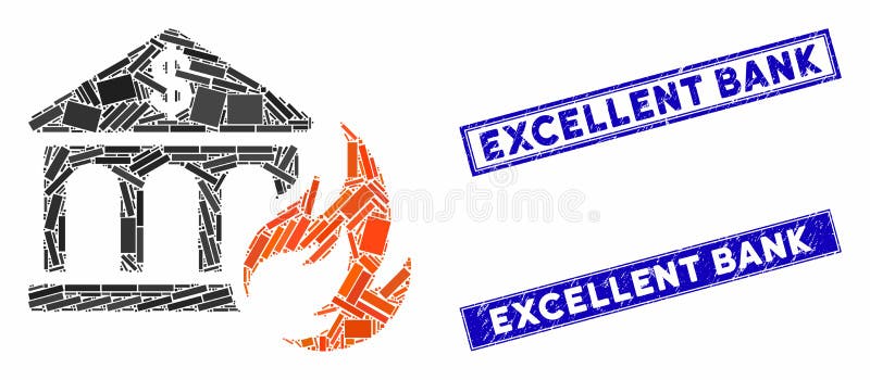 Bank Fire Disaster Mosaic and Grunge Rectangle Seals Stock Vector ...