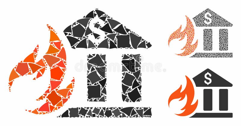 Bank Fire Conflagration Composition Icon of Rough Parts Stock ...