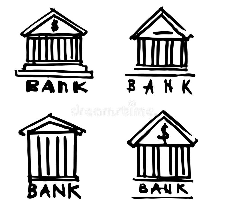 Bank. Fragments of a Business Scheme. Hand Drawing. Stock Illustration ...