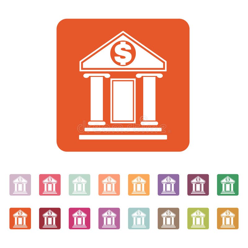 The Bank Icon. Building Facade Symbol Stock Vector - Illustration of ...