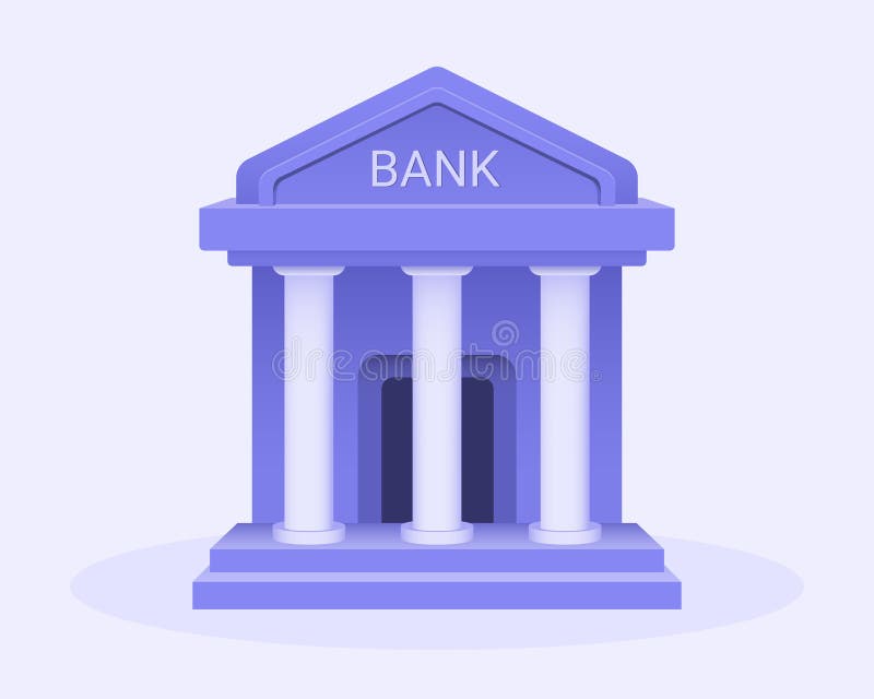 Bank Icon. Bank Building 3d Style with Columns Vector Design. Stock ...