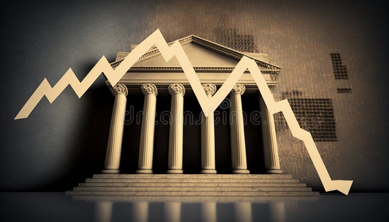 The Bank Icon Depicts a Picture of a Dollar Interest Rate Cut. Money ...