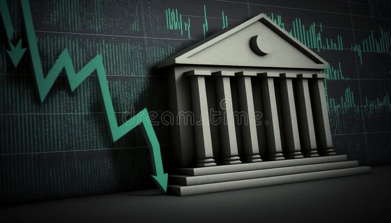 The Bank Icon Depicts a Picture of a Dollar Interest Rate Cut. Money ...