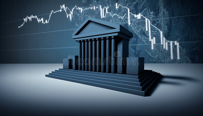 The Bank Icon Depicts a Picture of a Dollar Interest Rate Cut. Money ...