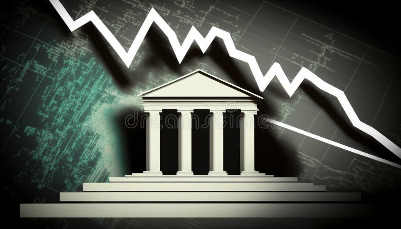 The Bank Icon Depicts a Picture of a Dollar Interest Rate Cut. Money ...