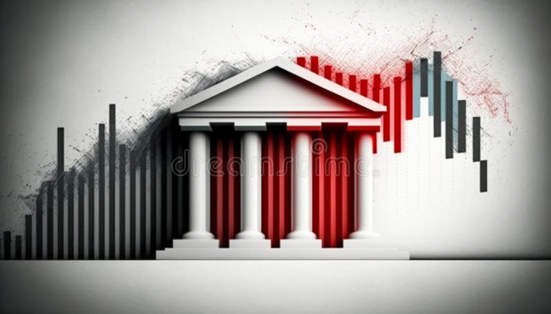 The Bank Icon Depicts a Picture of a Dollar Interest Rate Cut. Money ...