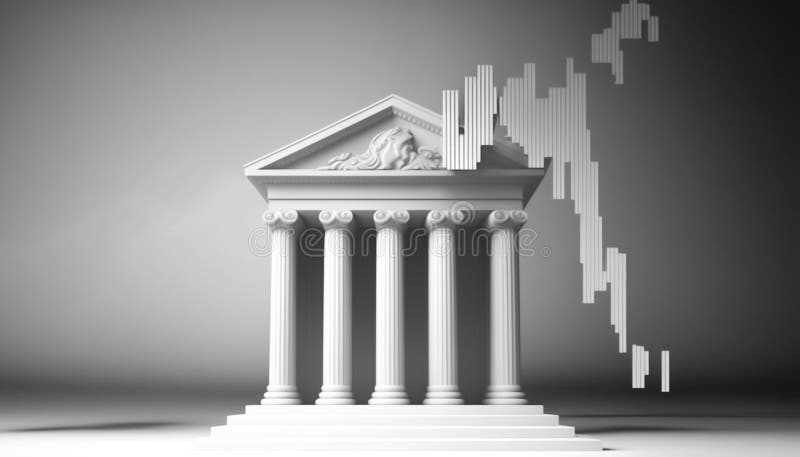 The Bank Icon Depicts a Picture of a Dollar Interest Rate Cut. Money ...