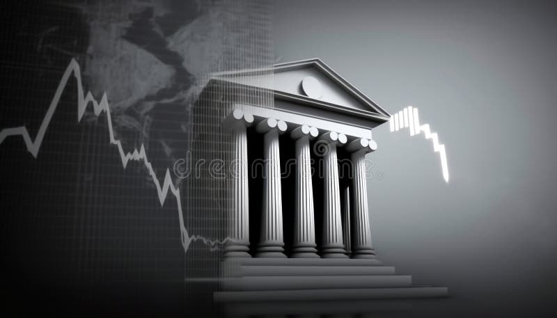 The Bank Icon Depicts a Picture of a Dollar Interest Rate Cut. Money ...