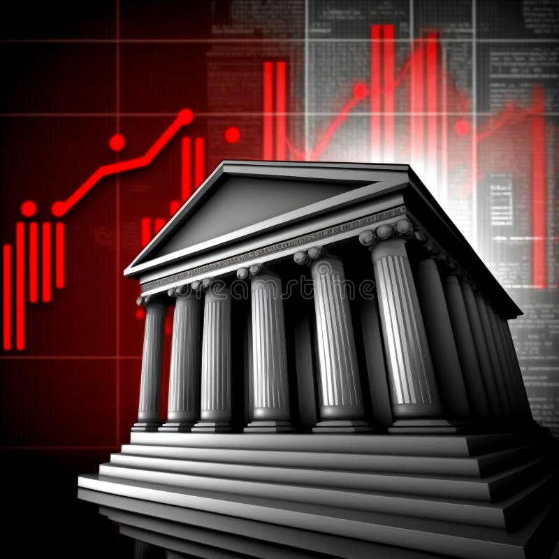 The Bank Icon Depicts a Picture of a Dollar Interest Rate Cut. Money ...